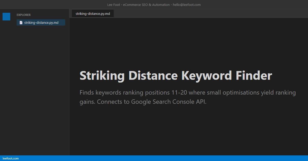 Striking Distance Finder - Free Search Console Tool | Lee Foot