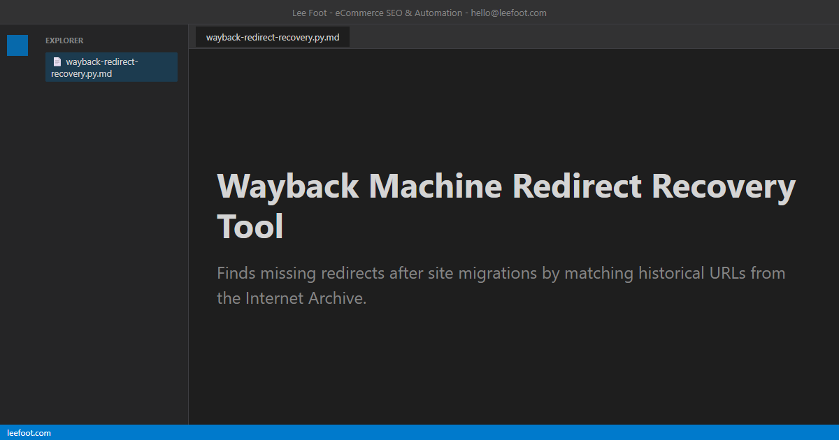 Internet Archive Analyser - Free Migration Tool | Lee Foot